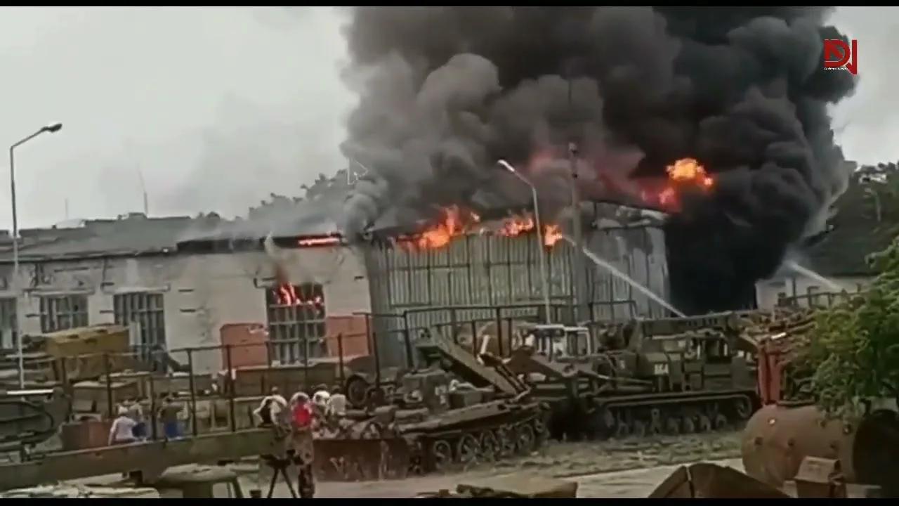 Russian Military Unit on Fire in Stavropol Krai