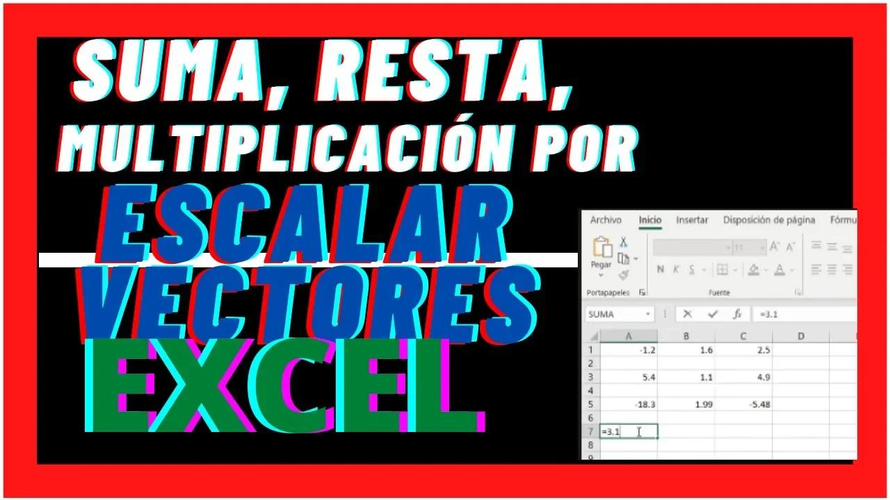 SUMA, RESTA, MULTIPLICACION POR UN ESCALAR DE VECTORES EN EXCEL