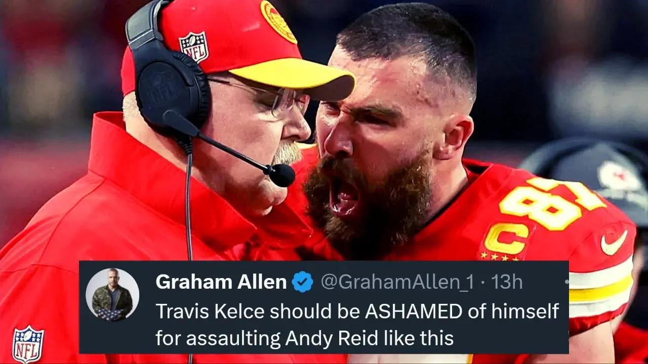Travis Kelce Gets DESTROYED After SLAMMING Into Andy Reid And Screaming At Him During Super Bowl