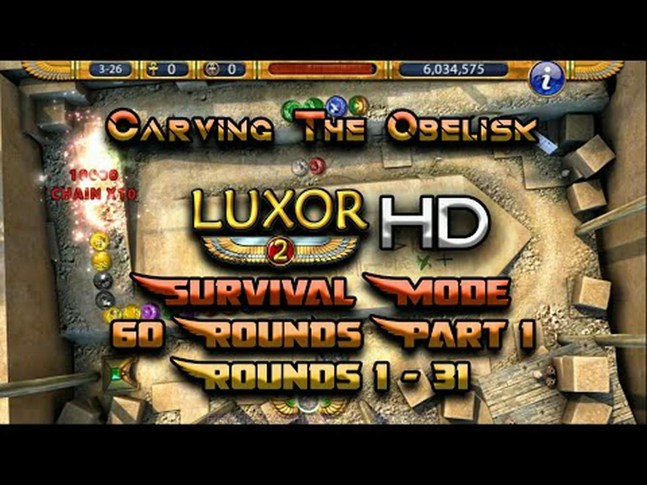 Luxor 2 HD [2012] | Survival Mode - Carving The Obelisk [60 Rounds ...