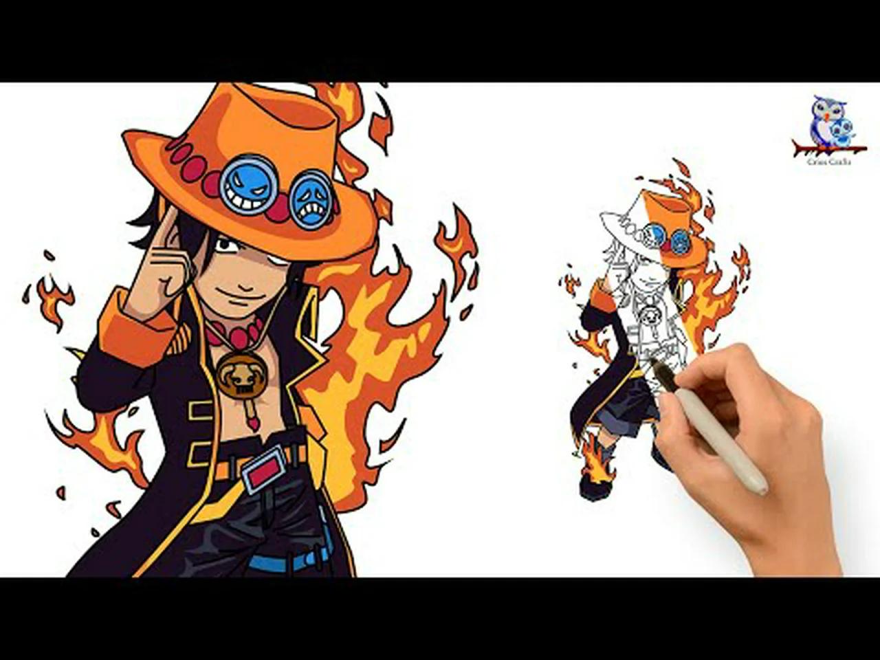 How To Draw Portgas D. Ace (Fire Fist) One Piece - Thousand Storm