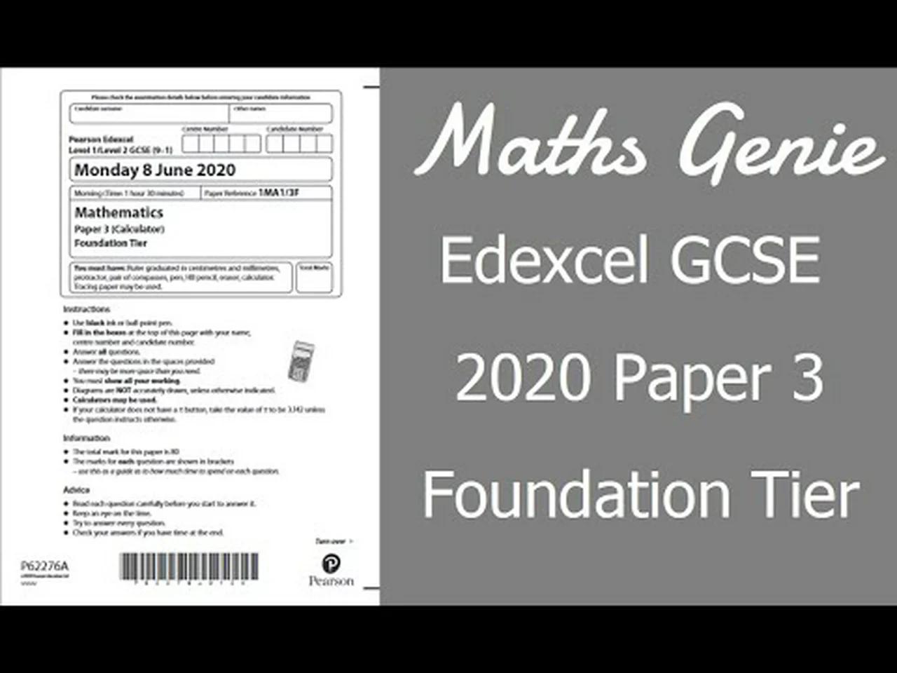 Edexcel GCSE Maths 2020 Foundation Exam Paper 3 Walkthrough