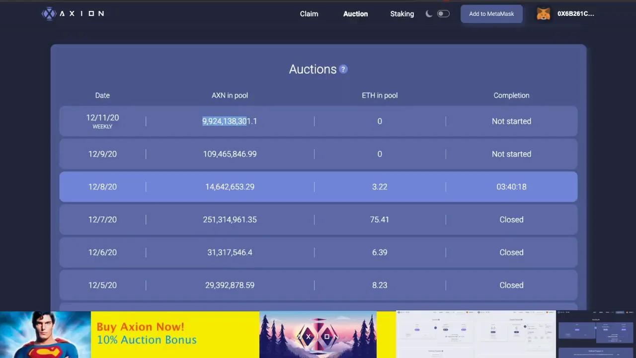 Axion Token Live Stream - 30 Minute Price and Auction Chat: Major ...