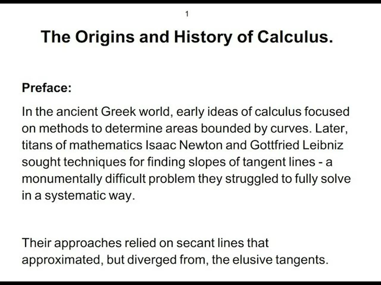 The Origins and History of Calculus.