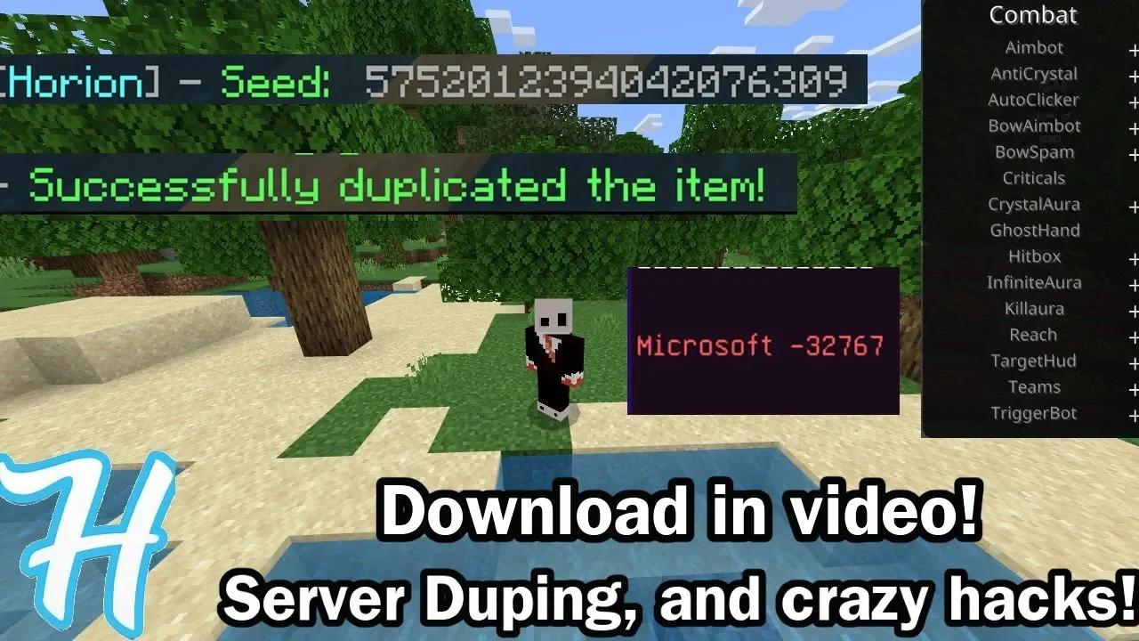 HORION/ZEPHYR CLIENT DOWNLOAD, And MCBE SERVER DUPING!!! How to Use OP ...
