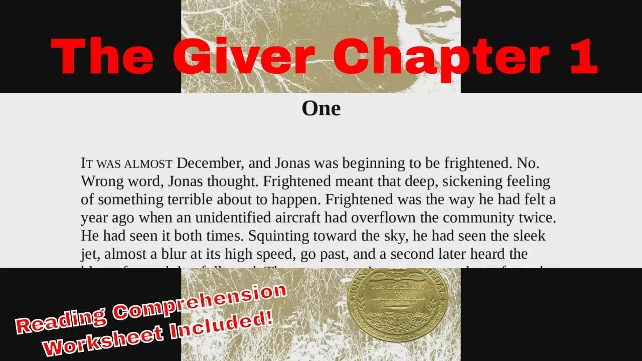 The Giver Chapter 1 Reading for Fluency with Comprehension Questions for Class Worksheet Included