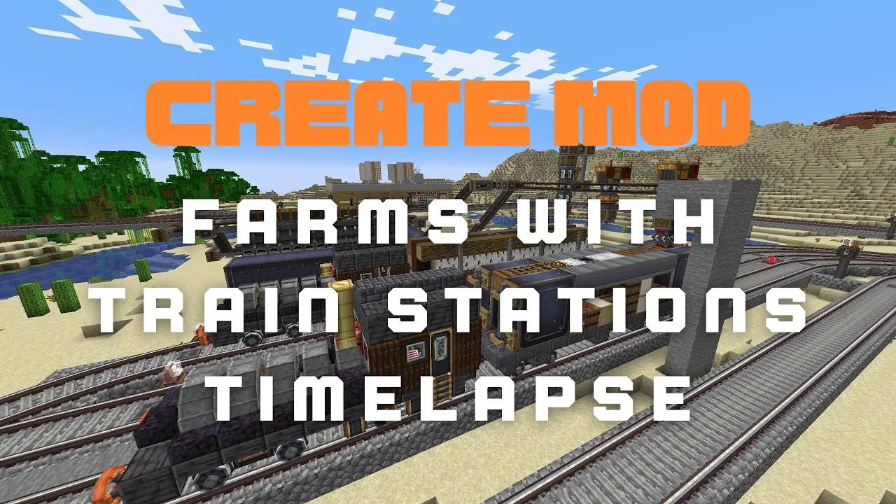 Building Train Stations For The New Farms - Timelapse - Create Mod - Minecraft 1.18.2