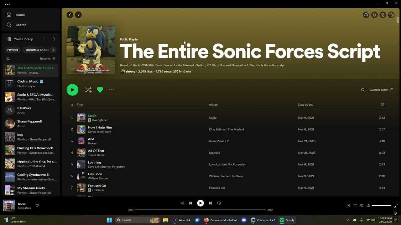 Reading the ENTIRE Sonic Forces Script on Spotify??? (Uncut)