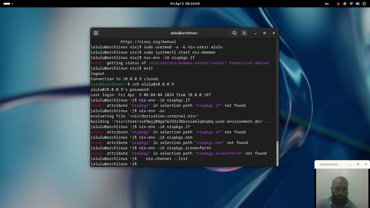 Nix package manager installation on Arch Linux from the AUR
