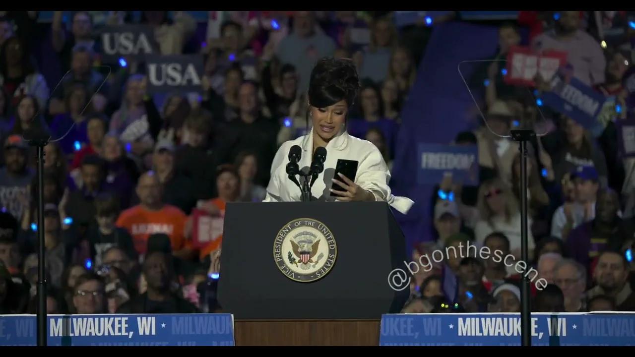 Cardi B Speaks at Kamala Harris Rally in Wisconsin