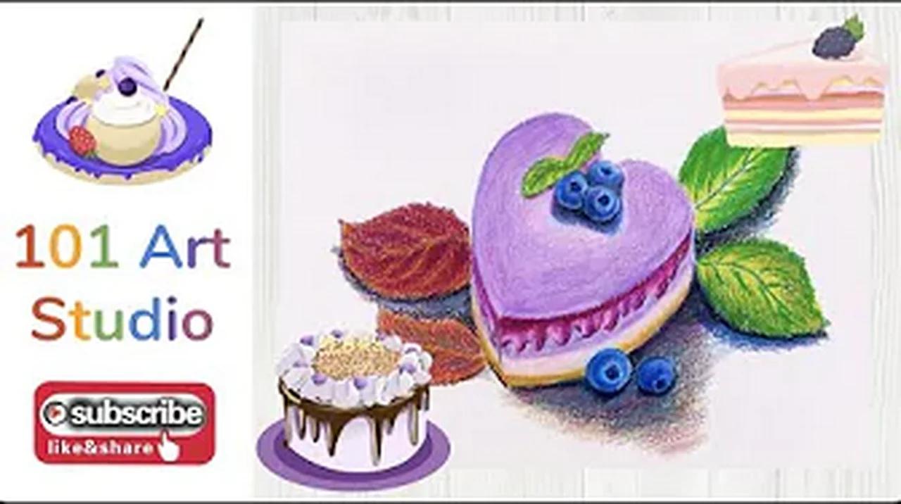 How to Draw Blueberry Cake, Easy and Cute | Step by Step tutorial｜蓝莓彩色铅笔教程