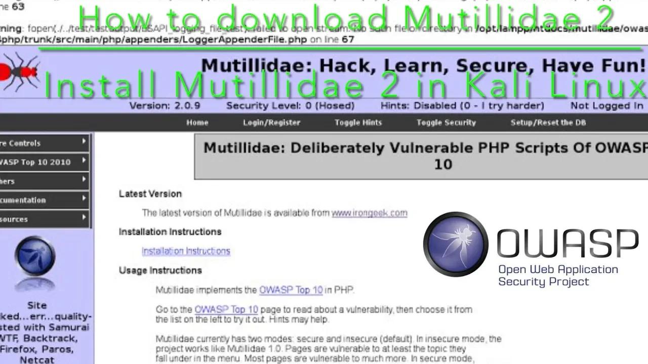 How To Install Latest Version Of Owasp Mutillidae Ii In Kali Learn Web Hacking Skills Mutillidae 2