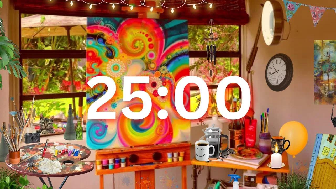 POMODORO TIMER - 25 MINUTE TIMER with Artist's Studio Ambience ...