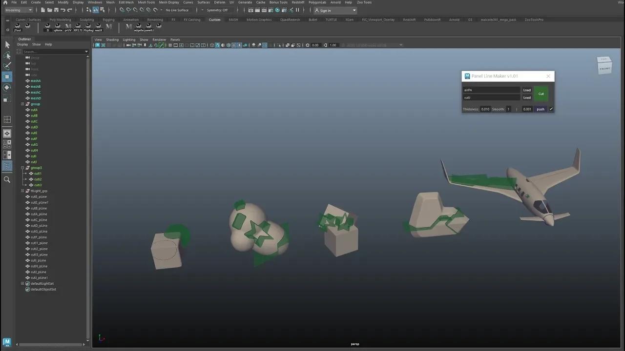 Maya Poly Tool R&D - panel line maker - WIP