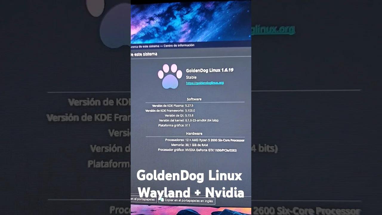 GoldenDog Linux 1.6.19 con Nvidia y Wayland. Espectacular... @lachicadesistemas