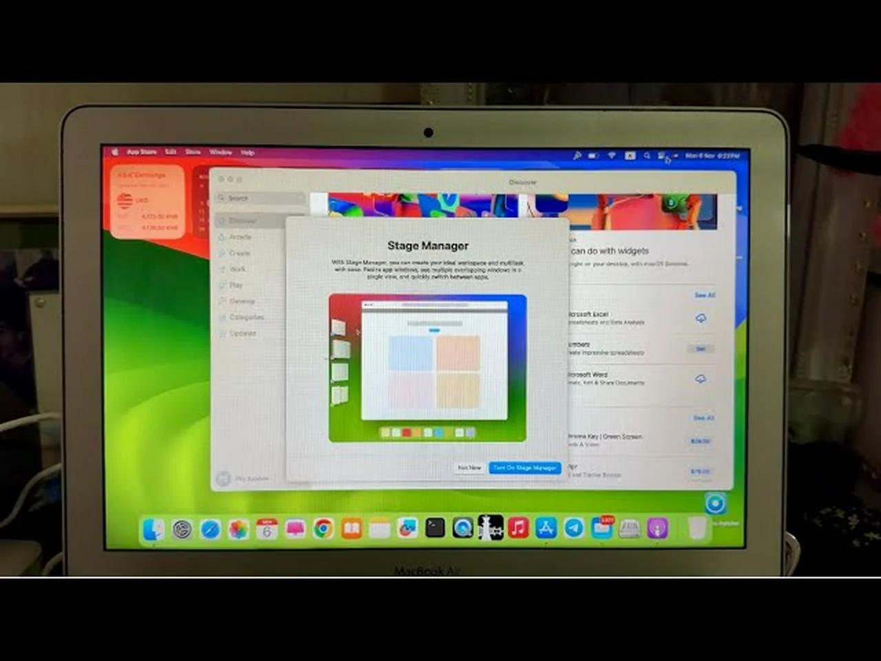 Stage Manager on 2014 MacBook Air running macOS Sonoma 🤯