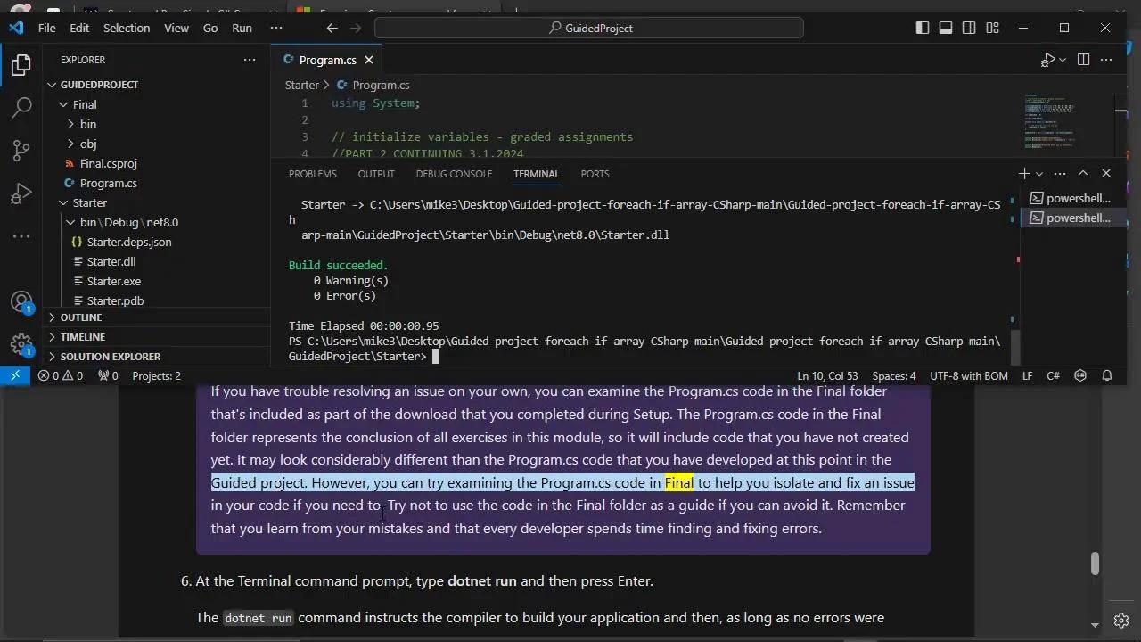 Part 2 Guided Project Develop Foreach And If Elseif Else Structures To Process Array Data In C