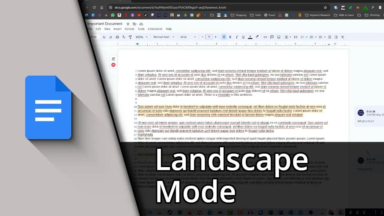 How to make Google Docs landscape mode Tutorial