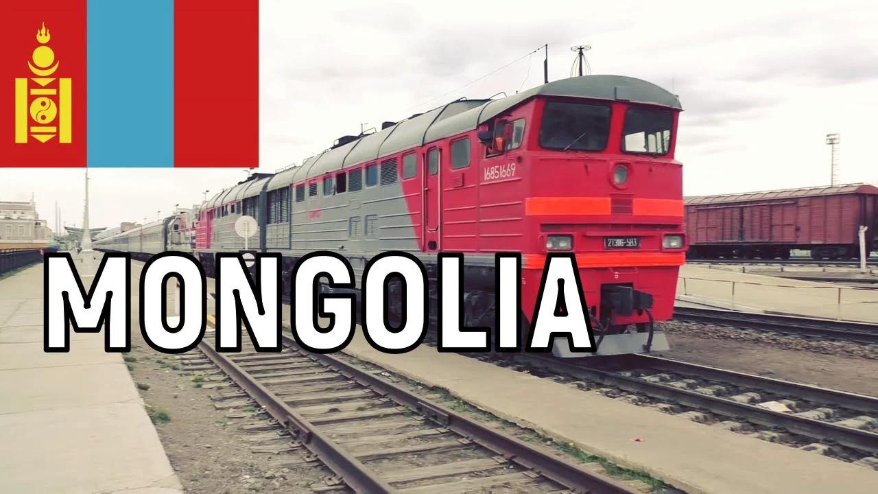 Departure of russian passenger train in Mongolia. Mongolian trains in Ulaanbaatar. Railroad