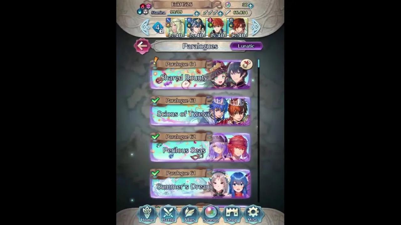 ErikH526 - Fire Emblem Heroes - Paralogue 64 Shared Bounty Lunatic - 10 ...