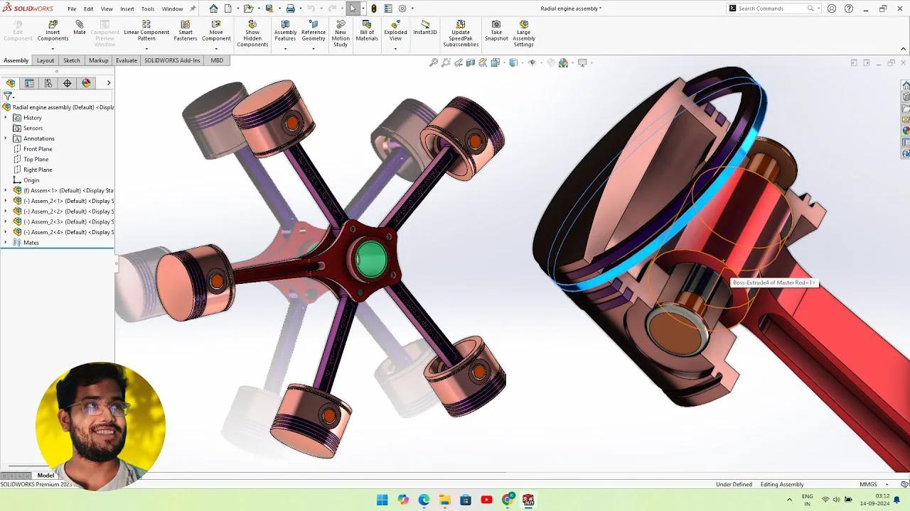 Designing and Animating a Radial Engine in SolidWorks | Full Assembly ...