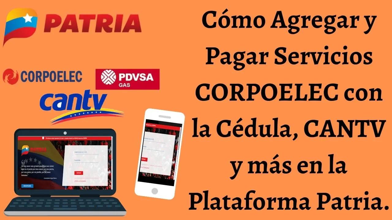 Plataforma Patria - Pago de CANTV, Corpoelec y más. 2020. CARALBERZ