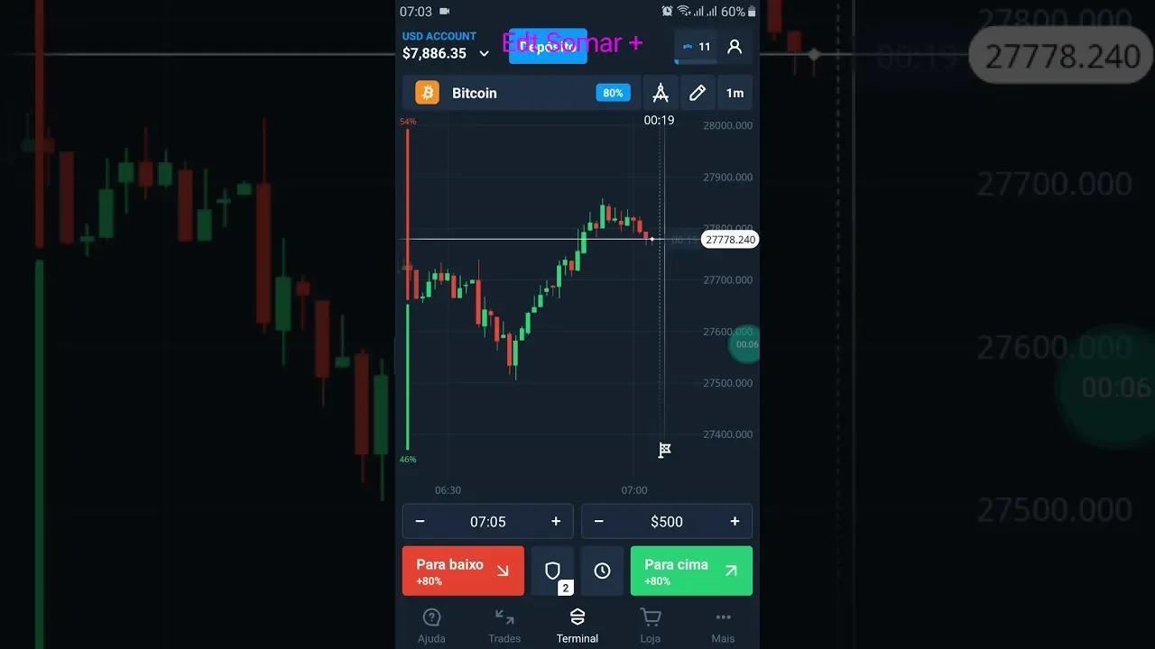 Operando FTT BTC na Olymp Trade pelo celular ao vivo explicando entrada #shorts