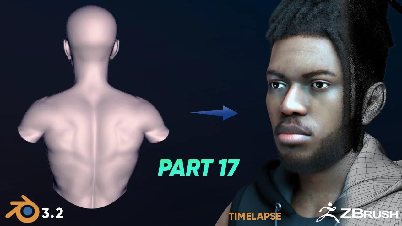 Adam | 3d Character for animation | Part 17 | sculpting base body | anatomy | ZBrush | Blender