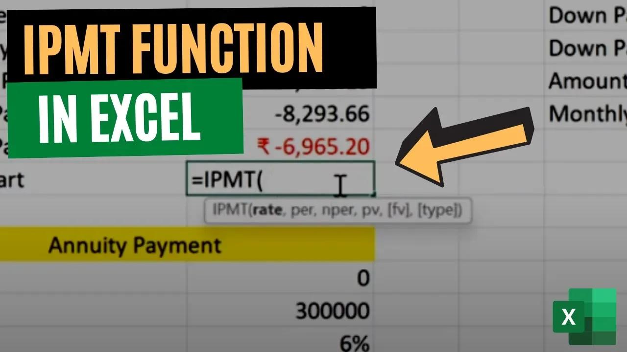 The Ipmt Function In Excel Calculate Your Interest Part Of The Payment