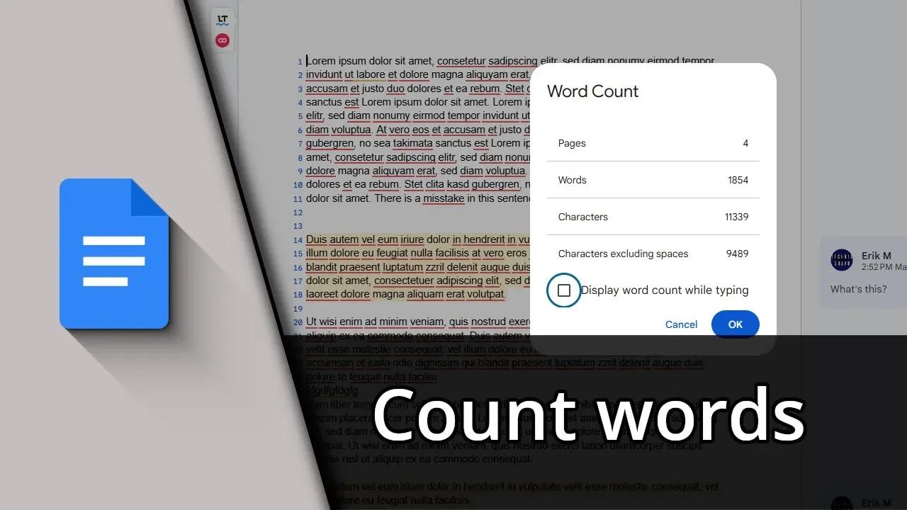 Counting words in Google Docs | Google Docs word count Tutorial