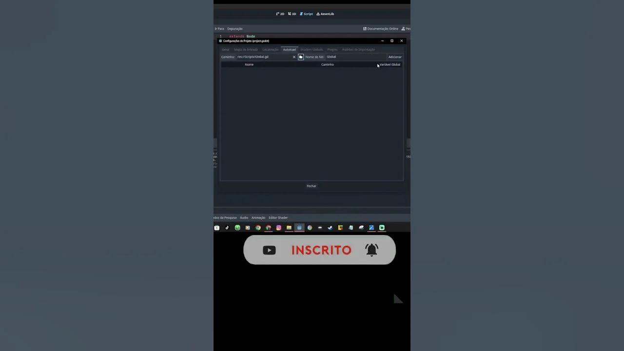 Fazendo Script Global Godot #shorts #desenvolvimentodejogos #global # ...