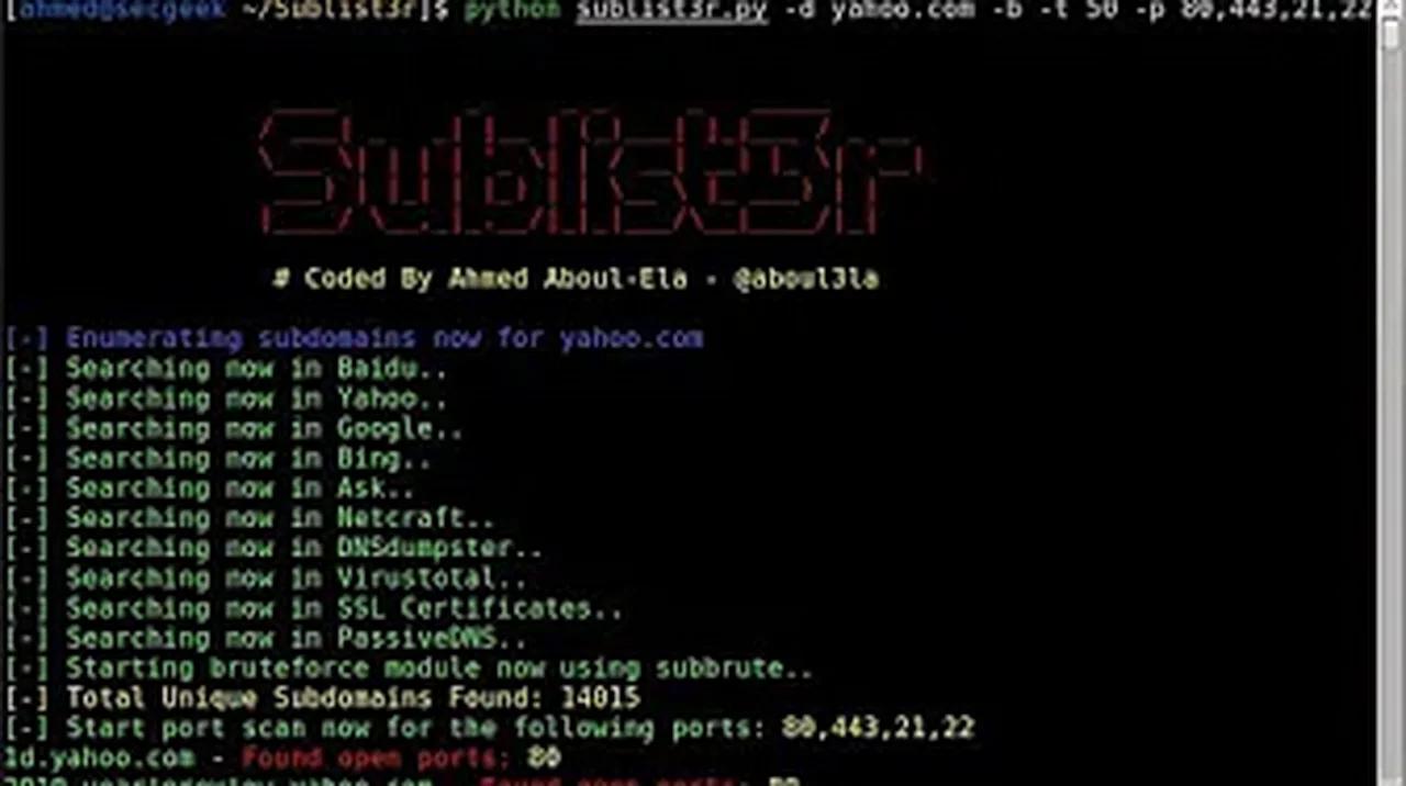 Sublist3r - Subdomains Enumeration with Kali Linux Sublist3r - Subdomains Enumeration with Kali Linux