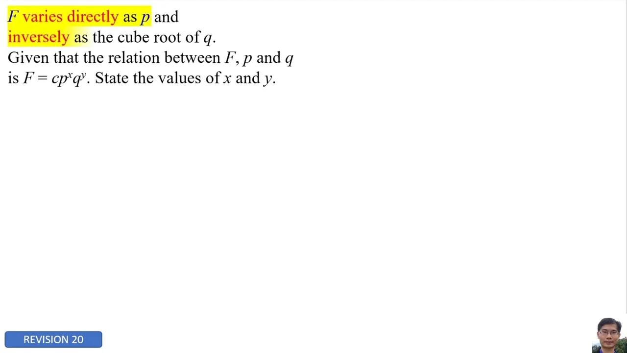 SPM Mathematics Revision 20 - Variations