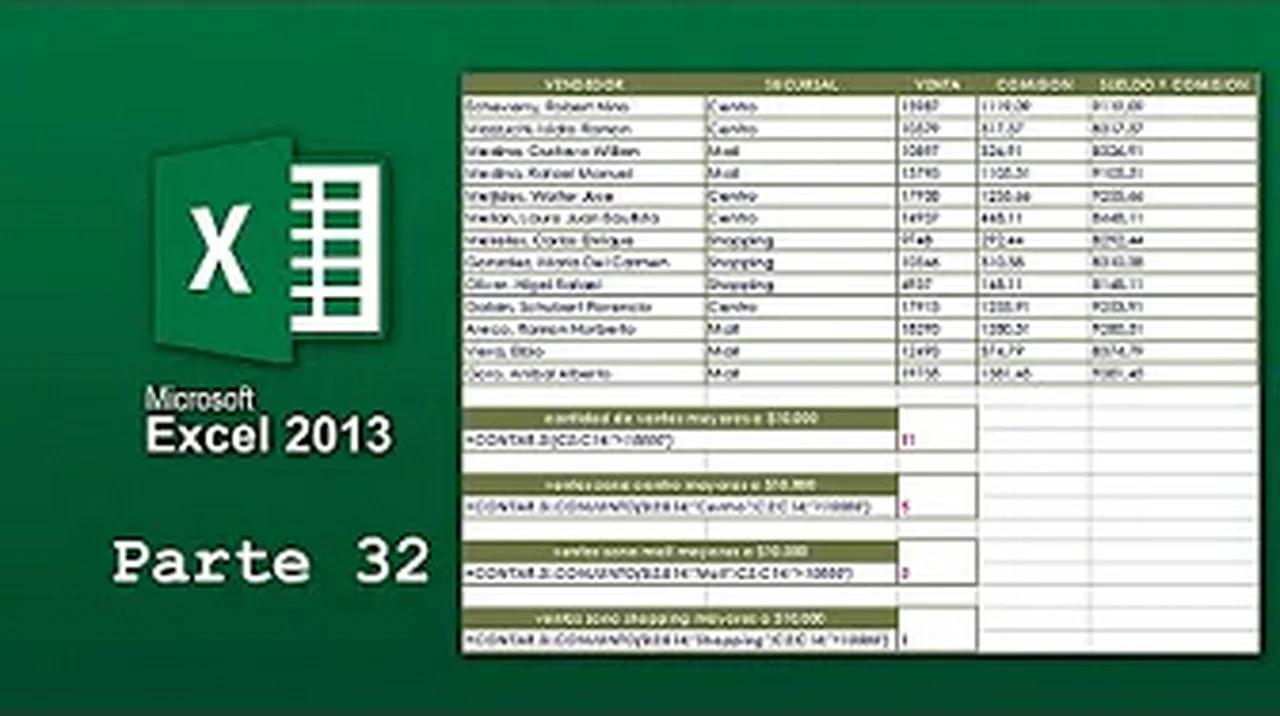 Microsoft Excel 32) Funciones contar.SI y contar.si.conjunto