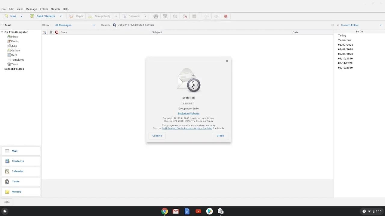 How to install Evolution Mail on a Chromebook