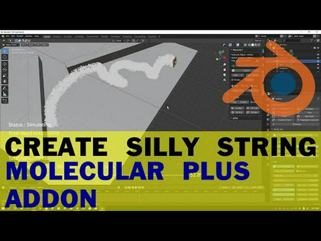 Part 2 - How To Make Silly String With Molecular Plus Addon - Blender