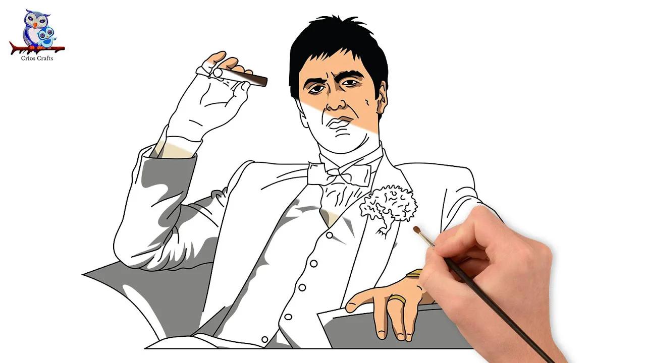 How to Draw Scarface Tony Montana - Step by Step