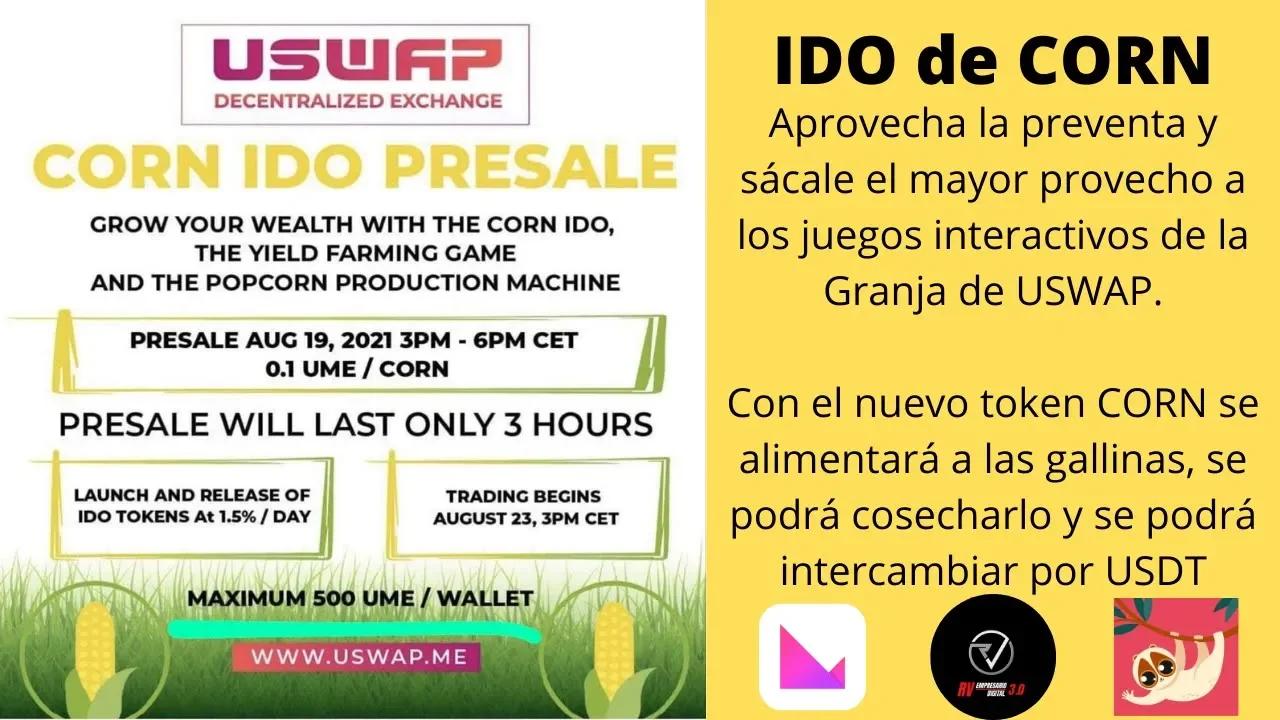 IDO #CORN en Uswap 🌾🌾🚀🐔