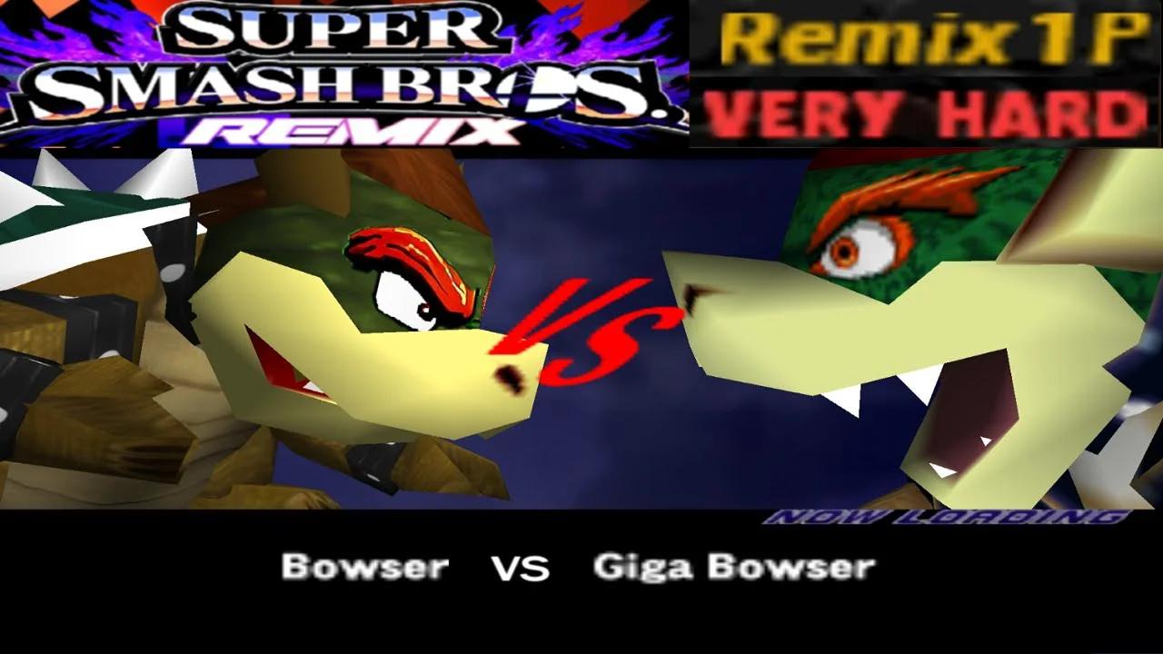 Smash Remix HD Textures Gameplay - Remix 1p Mode Bowser (Very Hard)
