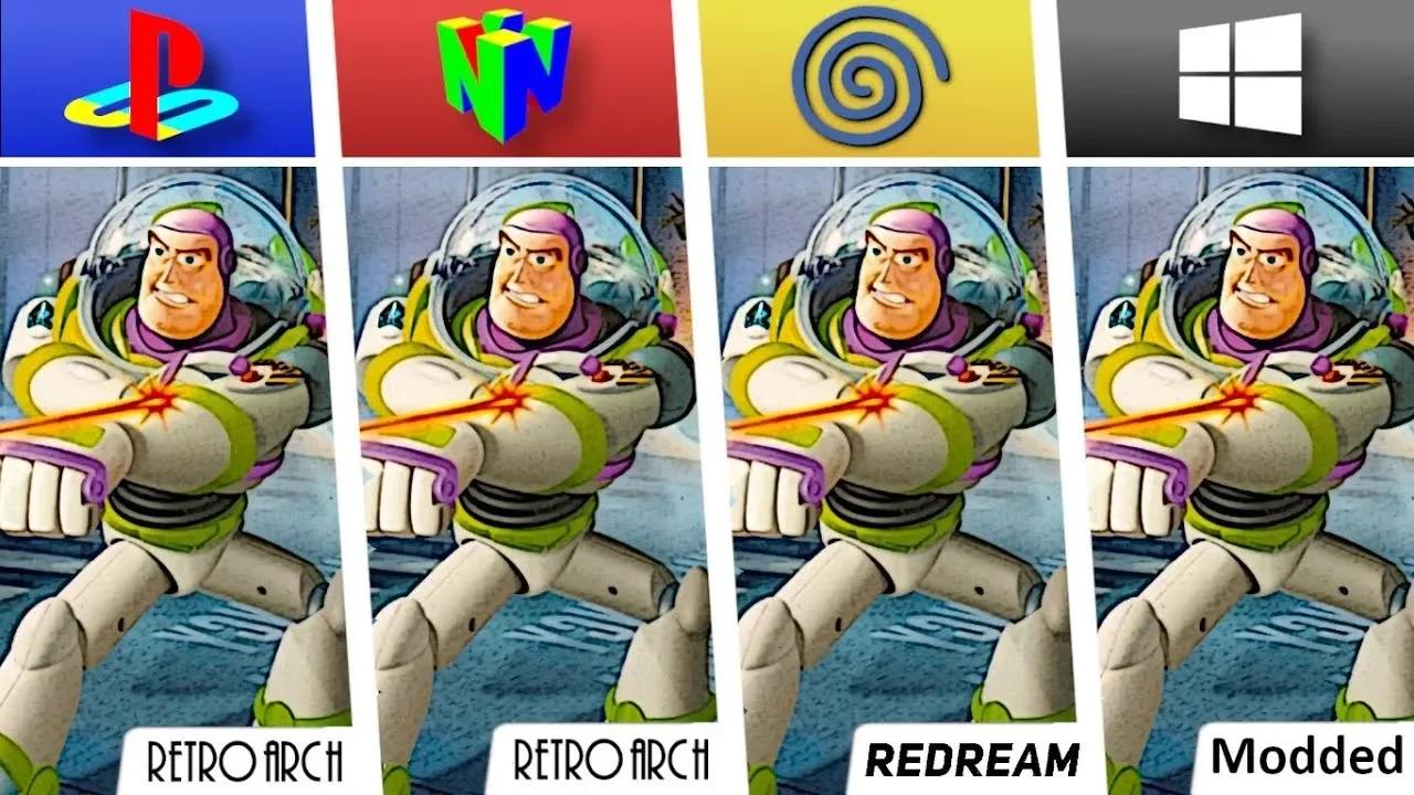 Toy Story 2 | N64 vs PS1 vs Dreamcast vs Windows pc vs Redream vs Retroarch Comparison