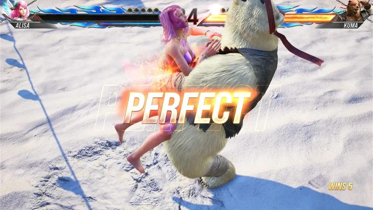 Tekken 8 Kuma Destroys Alisa Diva Bikini(Barefoot)