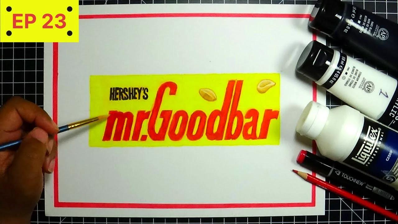 Drawing Famous Logos By Hand Mr Goodbar Candy | Time Lapse Video | Art ...