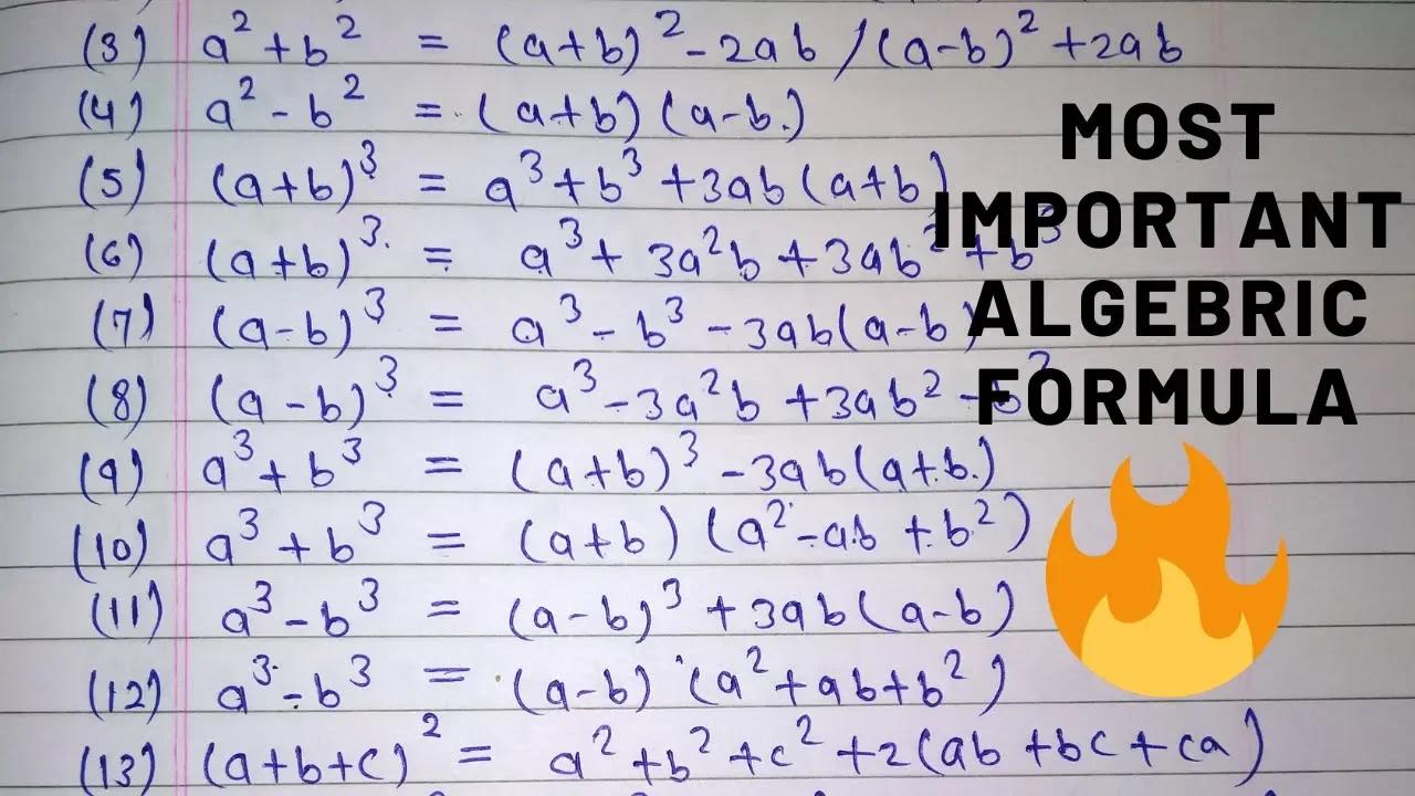 30 Important algebra formula | algebra formulas | bijganit ke sutra ...