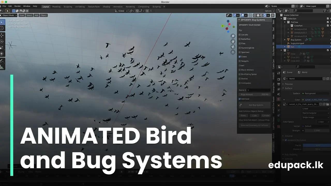ANIMATED Bird and Bug Systems in Blender VFX Boid Systems Add-On