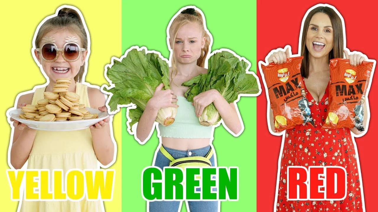 Eating ONLY ONE COLOR food for 24 HOURS challenge