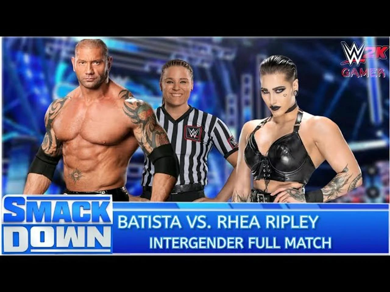 Rhea Ripley vs. Batista - Full Intergender Match - WWE SmackDown 2024
