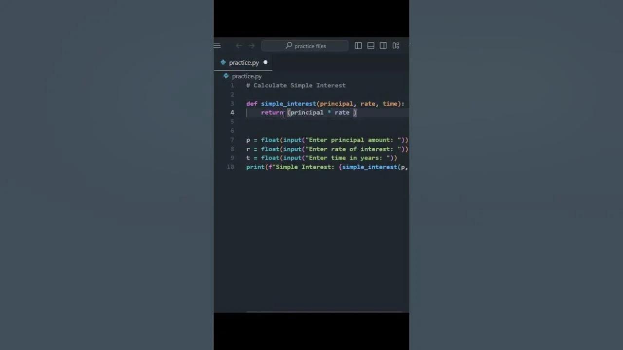 Calculate Simple Interest | #python #pythonprogramming #coding #learnpython #pythonforbeginners