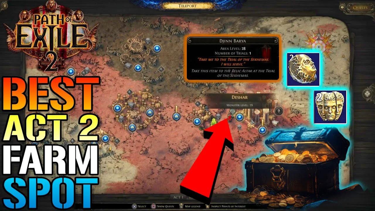 Path Of Exile 2: BEST RARE & MAGIC Gear FARM In ACT 2! Djinn Barya ...