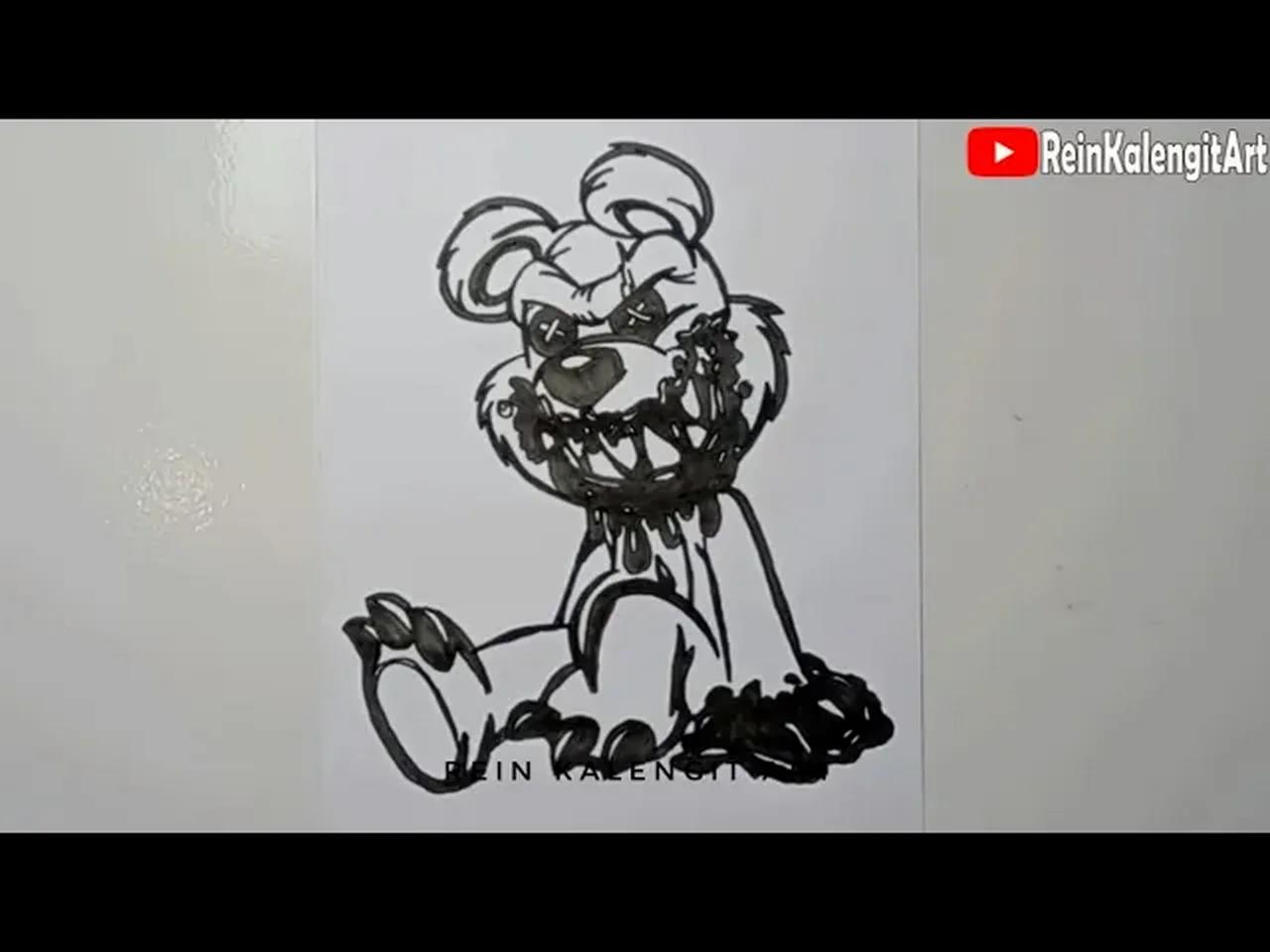 MENGGAMBAR GRAFITY VECTOR KARAKTER CREEPY TEDDY #104