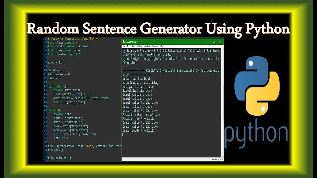 Python Tutorials For Beginners Sentence Generator Using Python